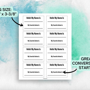 Anime Name Tag Event Template Badges Hello My Name Is - Etsy