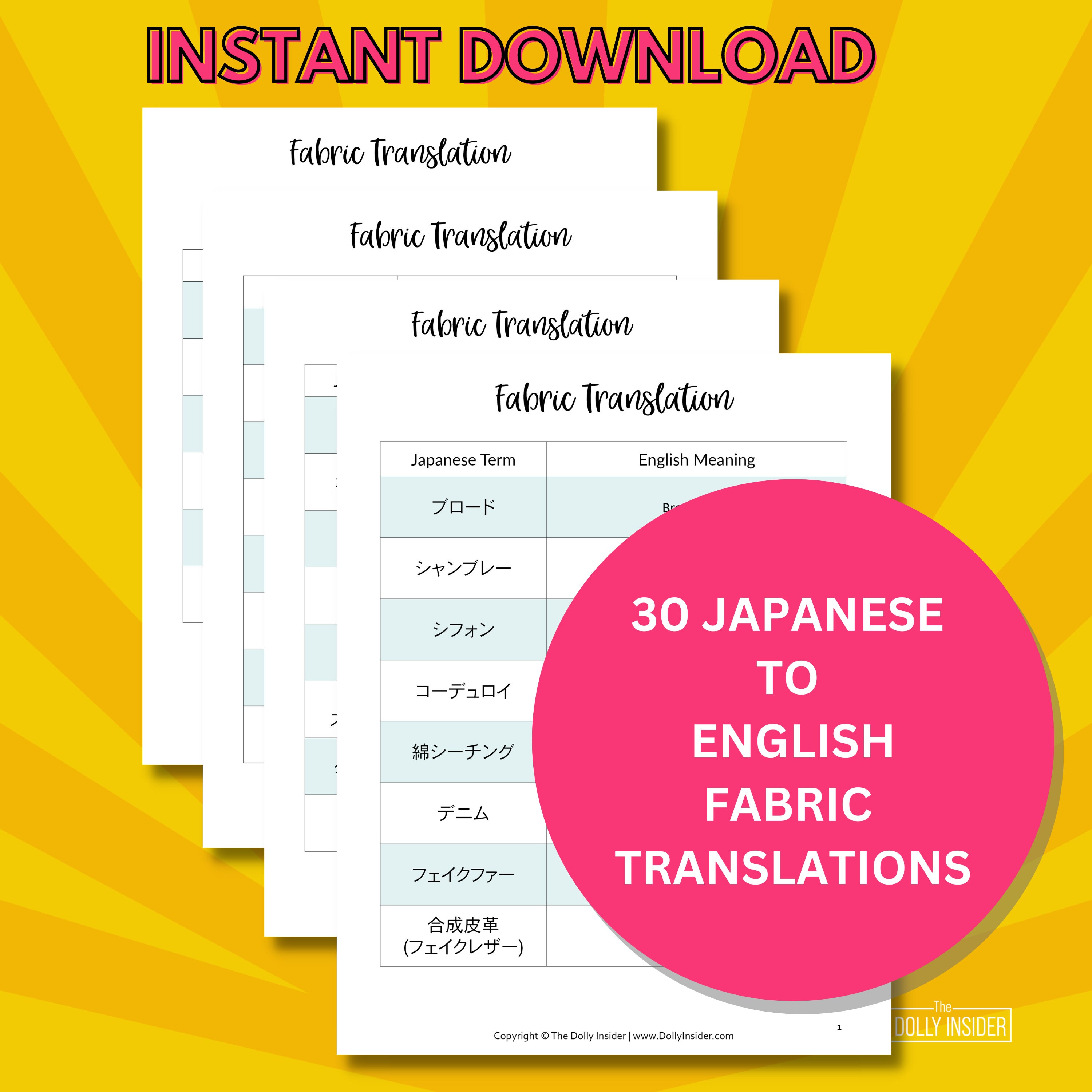 Japanese Fabric Translation Printable, Sew for Dolls, Understanding ...