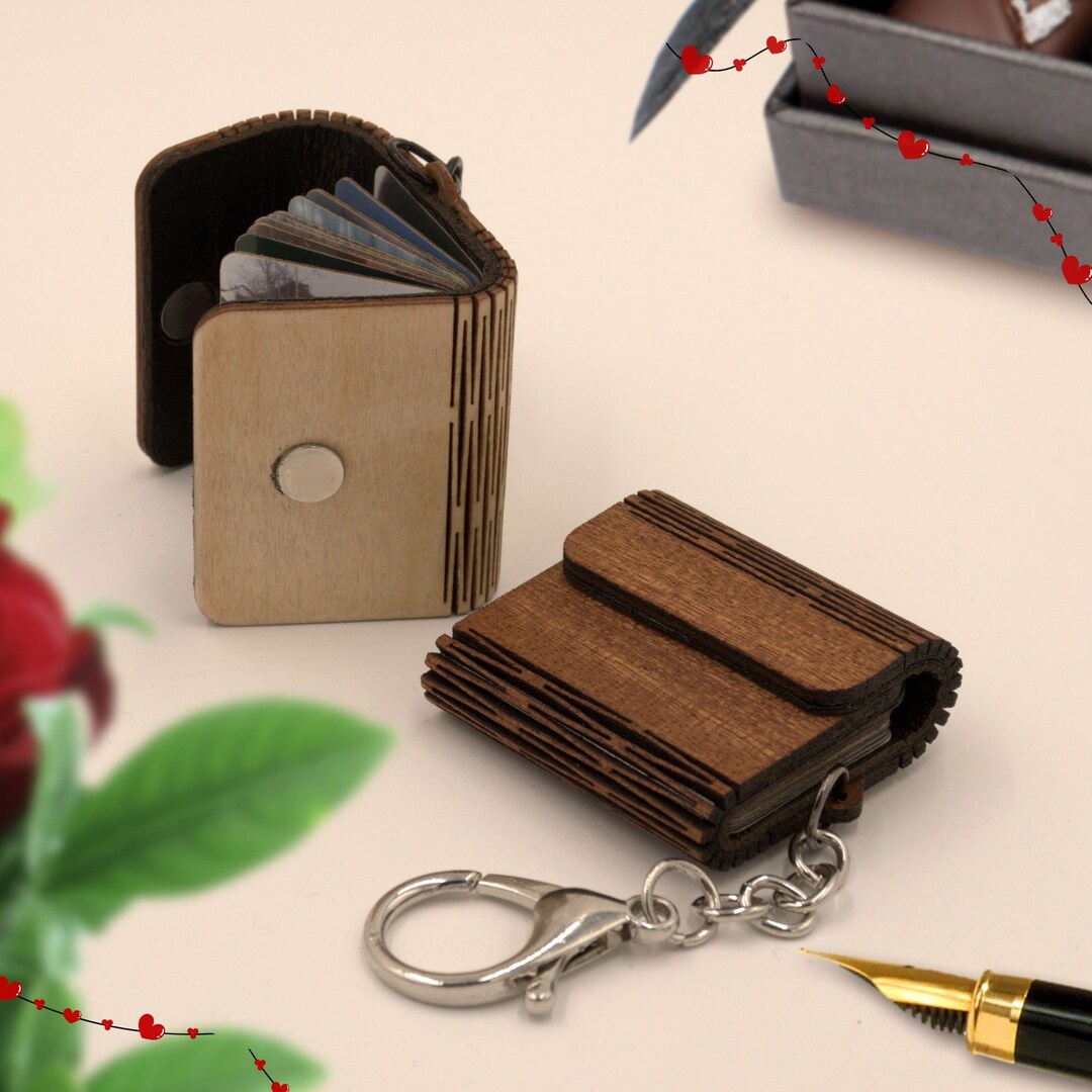Wood Photo Book Keychain up to 36 Pictures Personalized Mini Photo ...