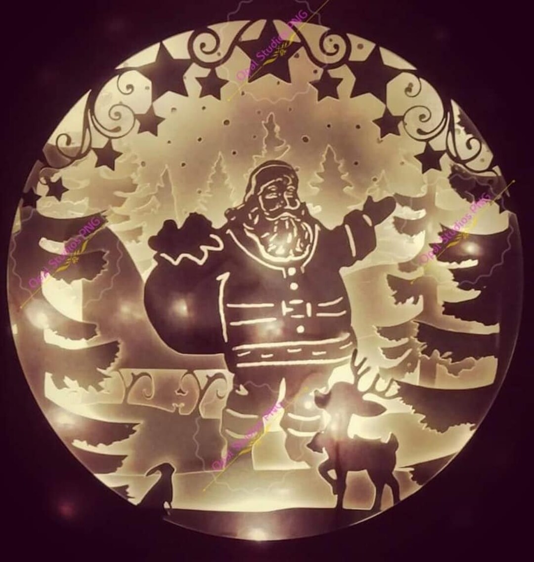 Santa Father Chrismas Noel Christmas Papercutting Shadow Box Light Box ...