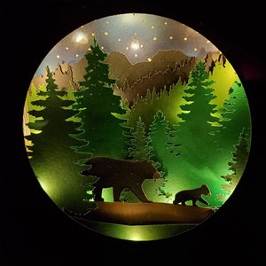 Brown Bears Christmas Papercutting 3d Shadowbox Shadow Box Light Box ...
