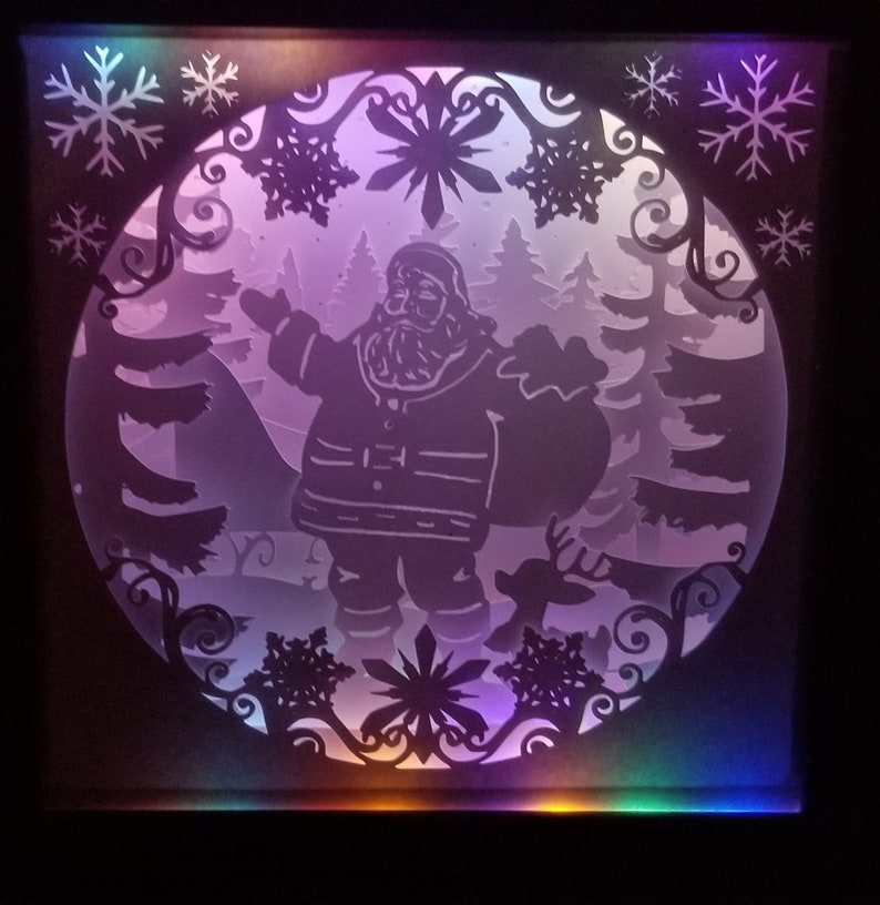 Santa Father Chrismas Noel Christmas Papercutting Shadow Box Light Box ...