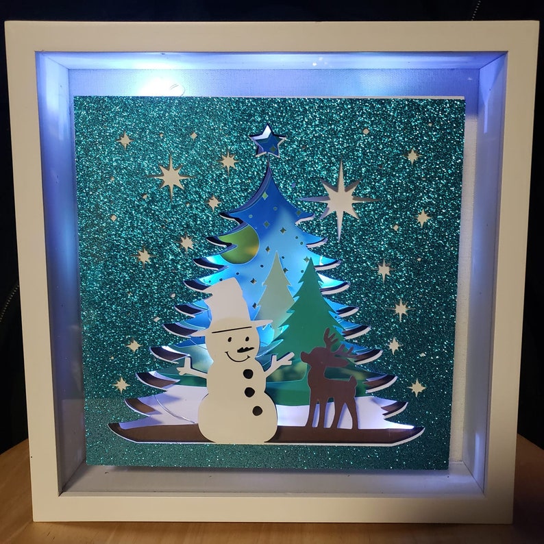 Snowman Frosty Deer Christmas Papercutting 3d Shadowbox Shadow Box ...
