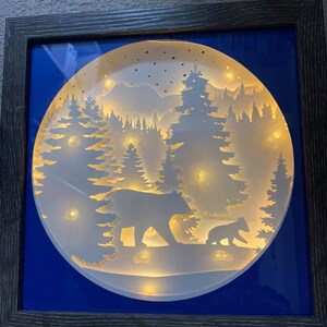 Brown Bears Christmas Papercutting 3d Shadowbox Shadow Box Light Box ...