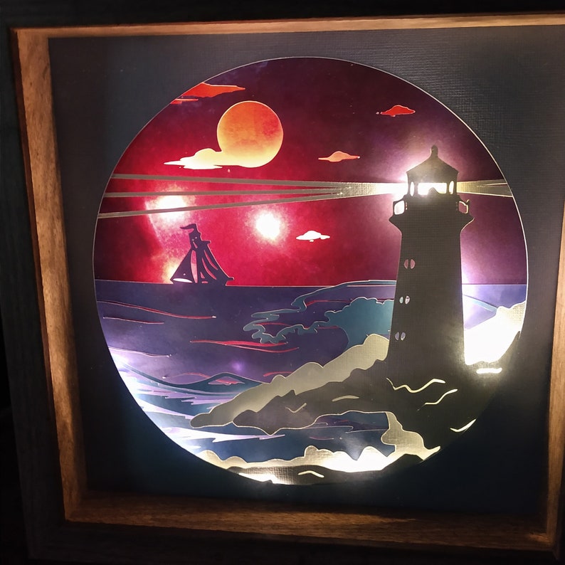 Lighthouse Nautical Sea Beach Scenic Boat Coast Papercutting 3d ...