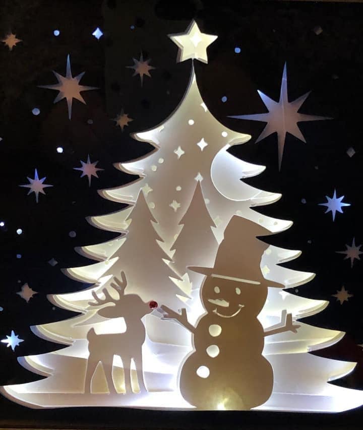 Snowman Frosty Deer Christmas Papercutting 3d Shadowbox Shadow | Etsy UK