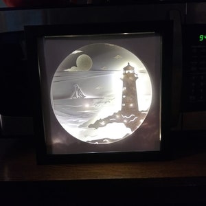 Lighthouse Nautical Sea Beach Scenic Boat Coast Papercutting 3d ...