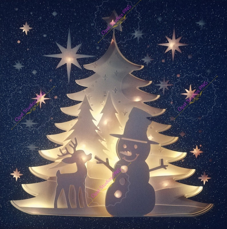 Snowman Frosty Deer Christmas Papercutting 3d Shadowbox Shadow Box ...