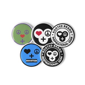 Rooted Brand Signature Pin Buttons Set of 5 - Etsy