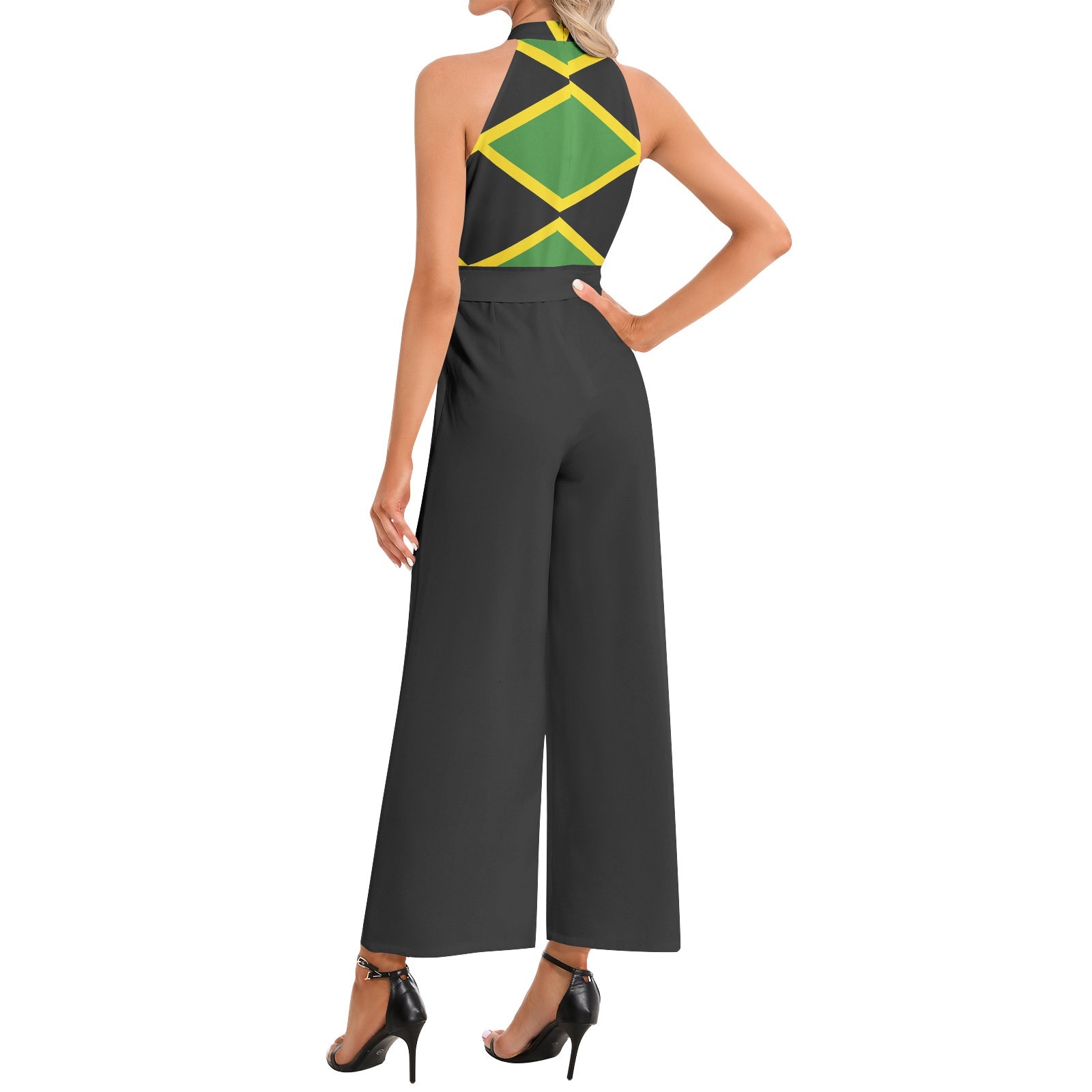 Jamaica Flag Halter Neck Buckle Belted Jumpsuit - Etsy