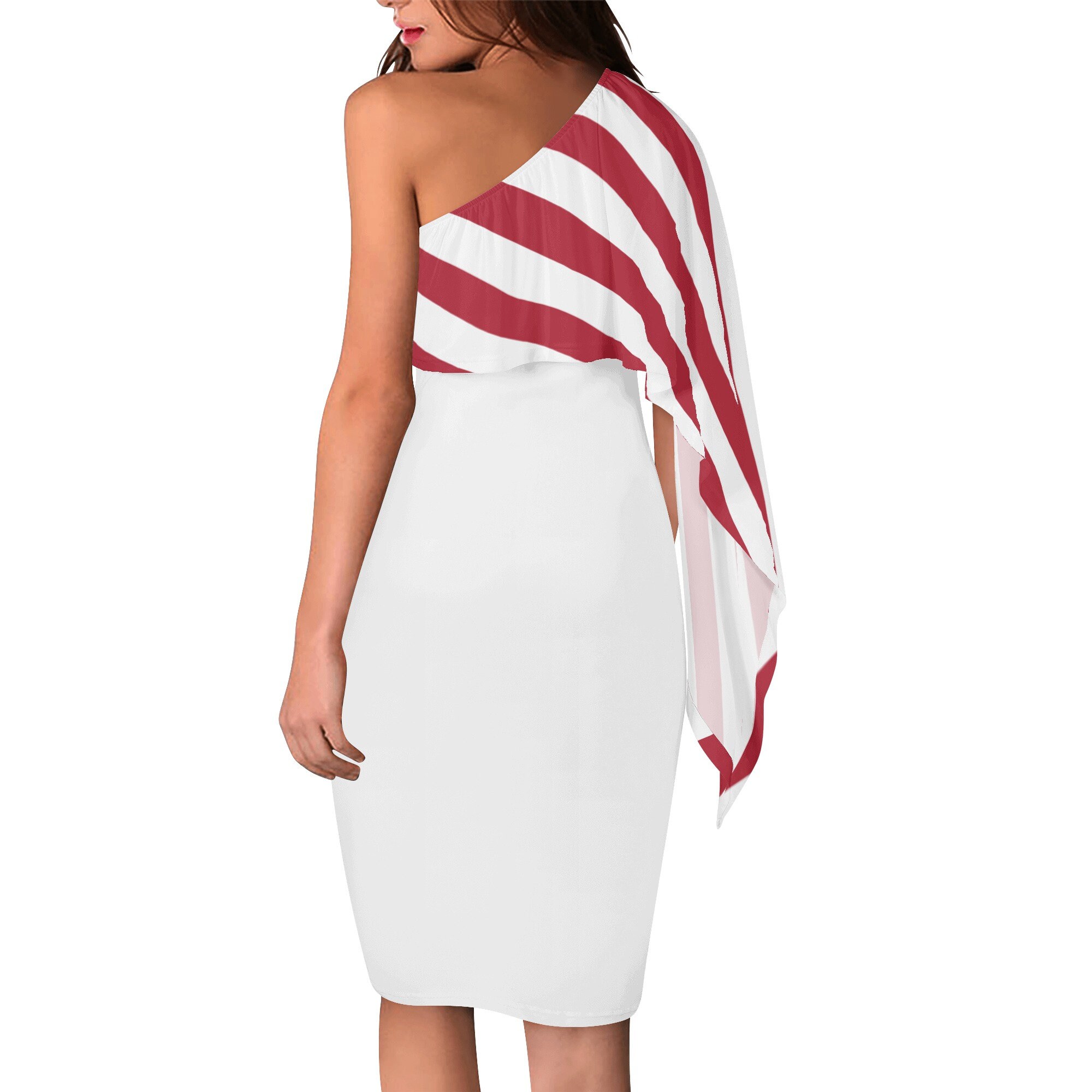 USA Flag Women's Long Sleeve One Shoulder Party Dress - Etsy