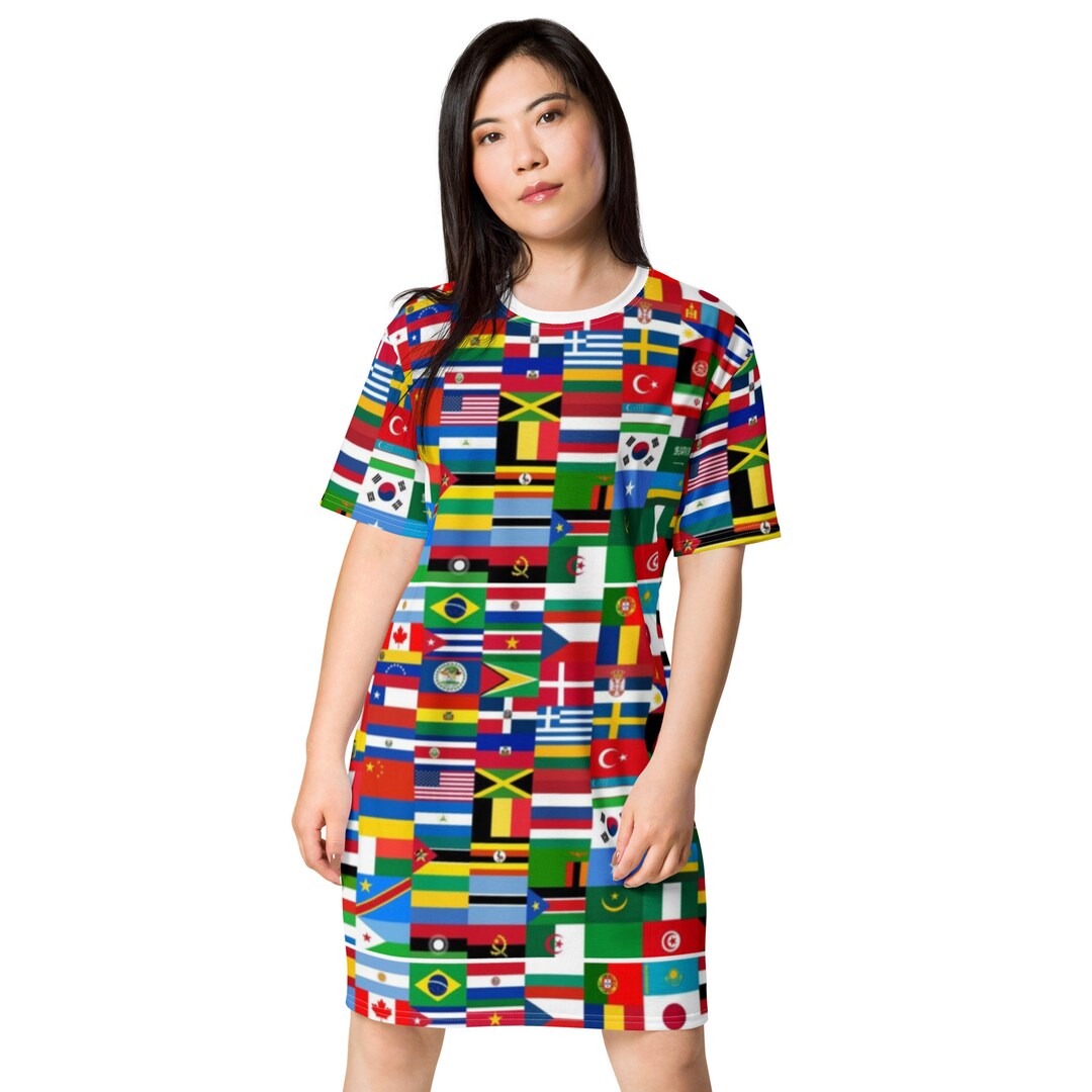 World Countries Flag Pattern T-shirt Dress - Etsy