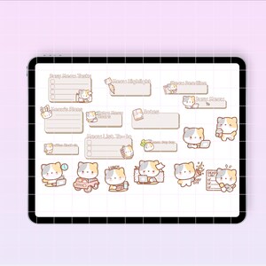 Kitty Digital Sticker Pack, Cat Goodnotes Pre-cropped Png Sticker, Work ...