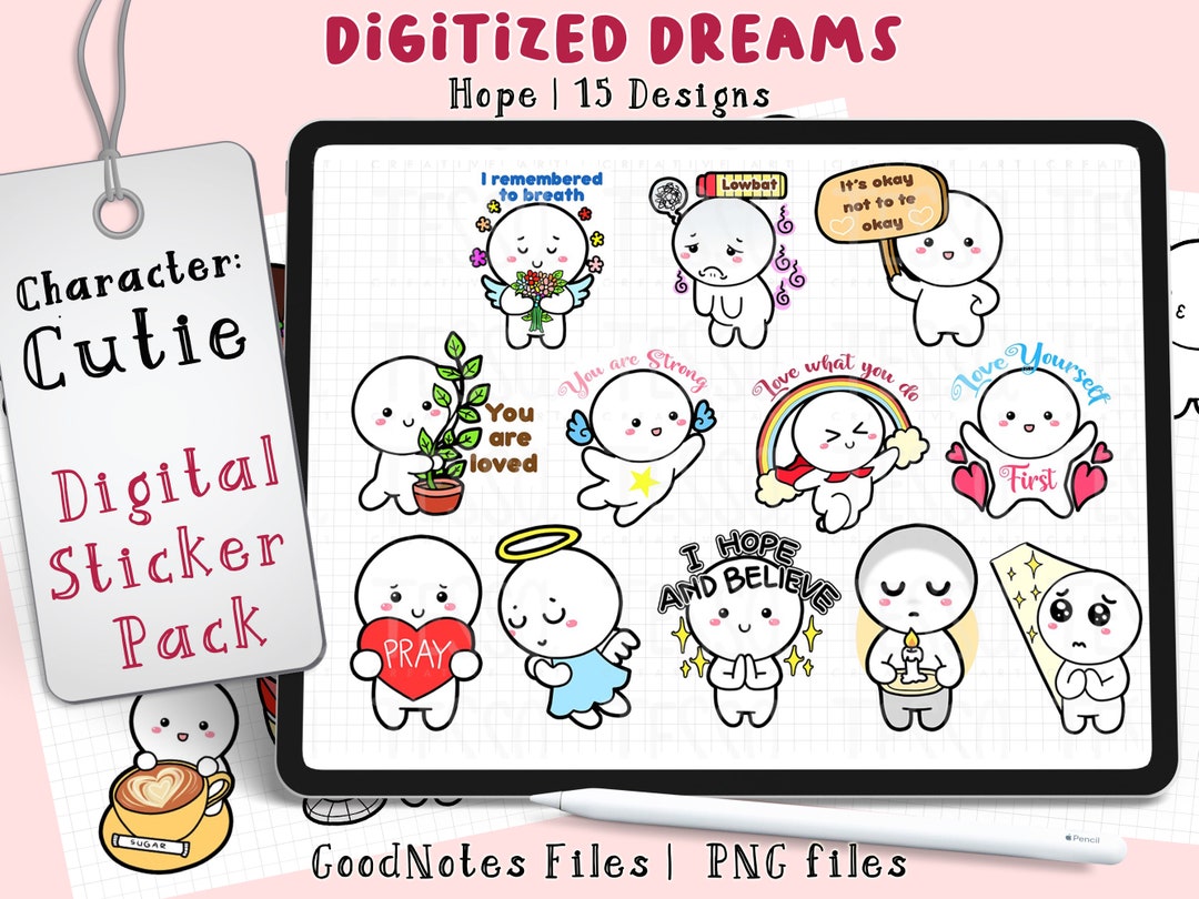 Hope Digital Stickers, Kawaii Goodnotes Bujo (PNG Files - Etsy