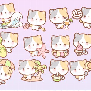 Kitty Cat Summer Stickers: Beach Vacation Digital Planner (goodnotes ...
