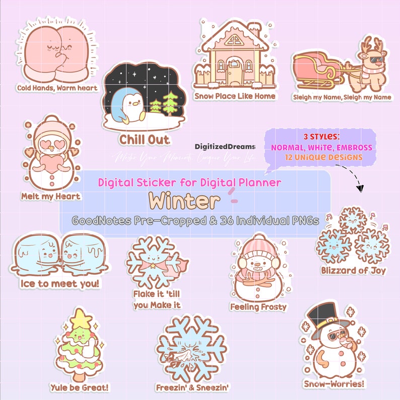 Winter Wonderland Digital Stickers: Holiday Digital Planner Sticker ...