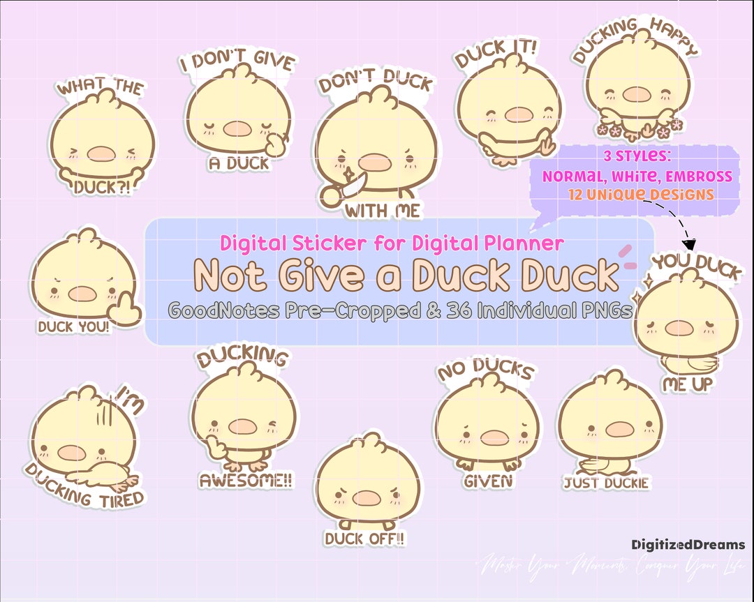 Duck It Digital Sticker Pack, Curse Duck Sticker, Cute Duck Sticker ...