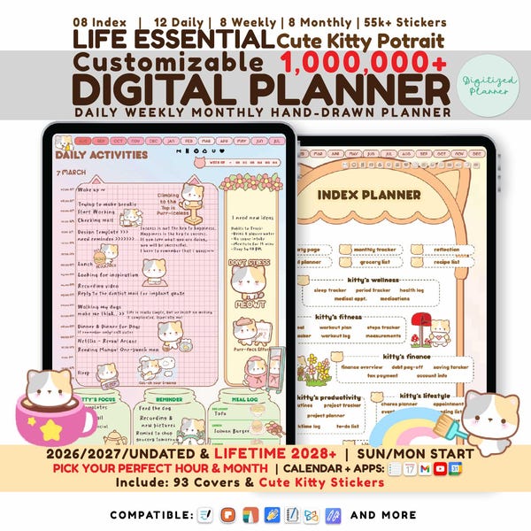 2026 Daily Planner Cat - Etsy UK