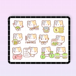 Kitty Cat Budget Digital Sticker Pack, Money Planner Stickers, Saving ...