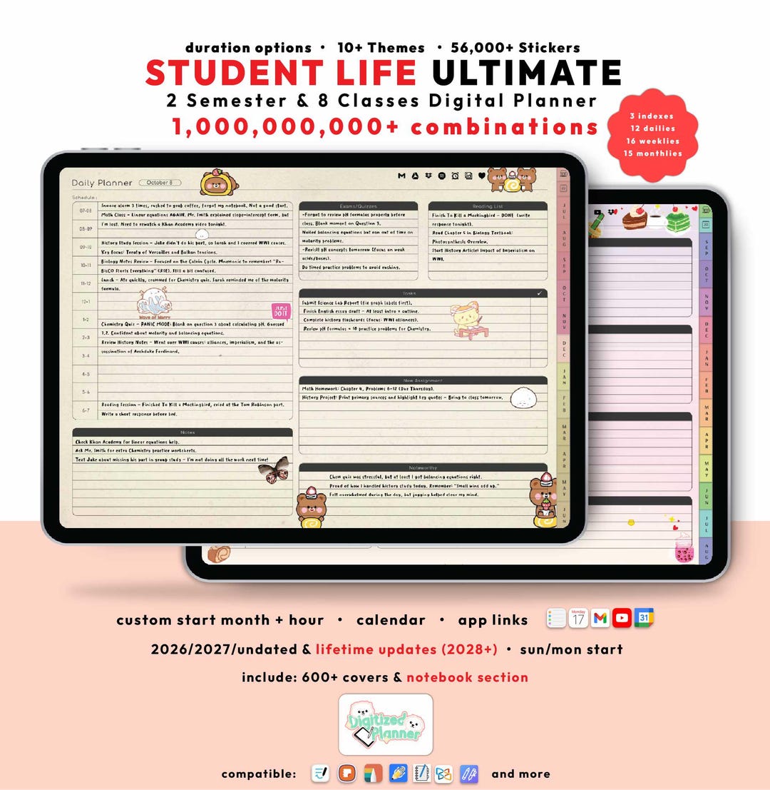 Student Digital Planner 2026, Lifetime Academy Planner Android & iPad ...