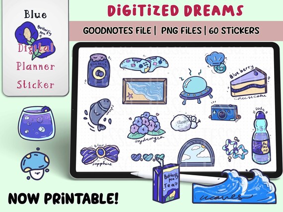 Blue Cute Digital Sticker Goodnotes Pack Digital Planner Ipad - Etsy