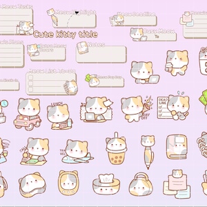 Kitty Digital Sticker Pack, Cat Goodnotes Pre-cropped Png Sticker, Work ...