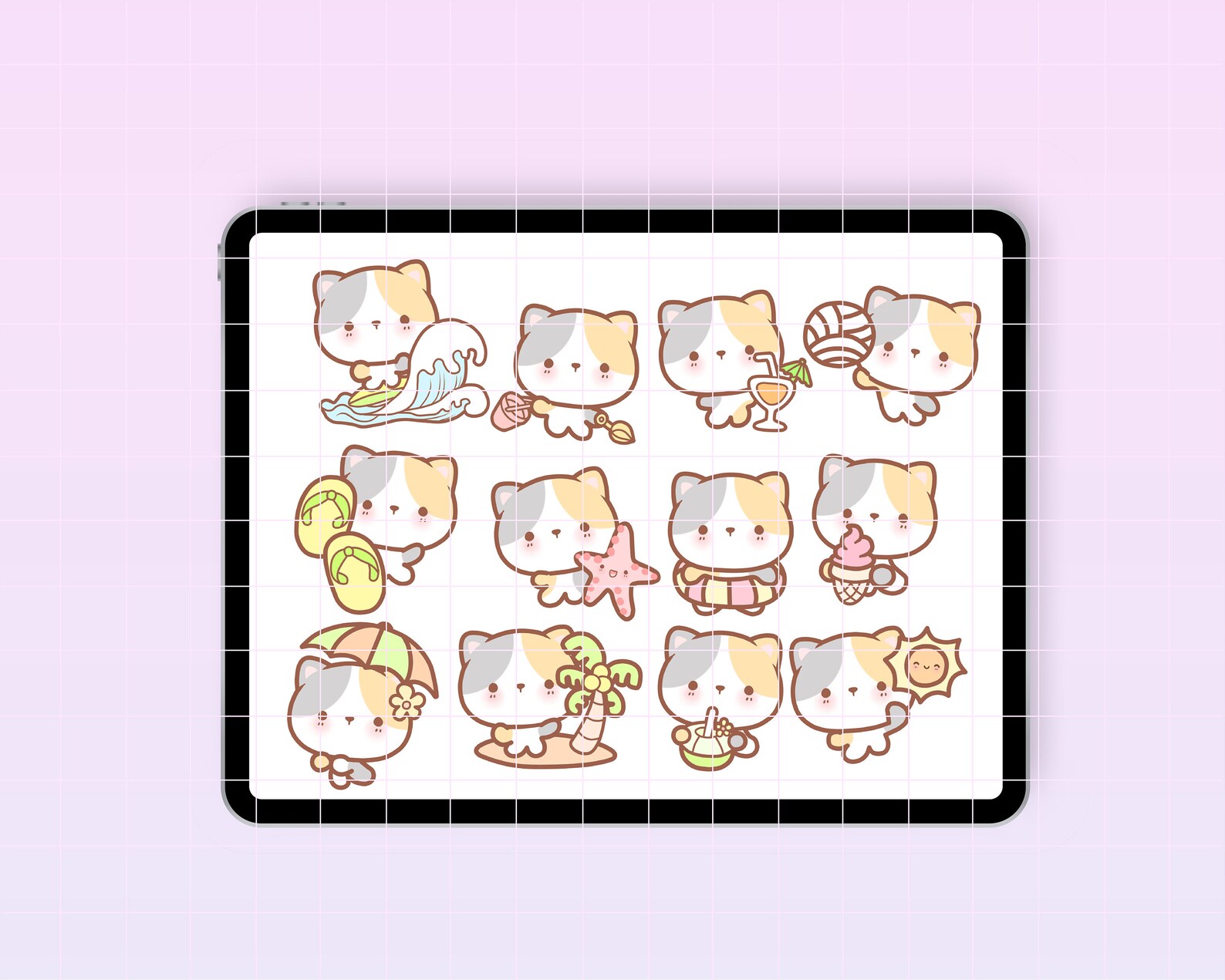 Kitty Cat Summer Stickers: Beach Vacation Digital Planner (goodnotes ...
