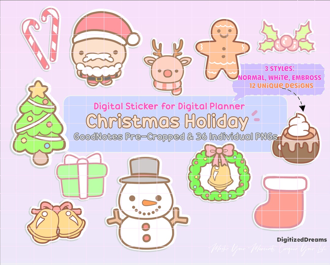 Christmas Digital Stickers: Holiday Planner, Goodnotes (36 PNG) - Etsy