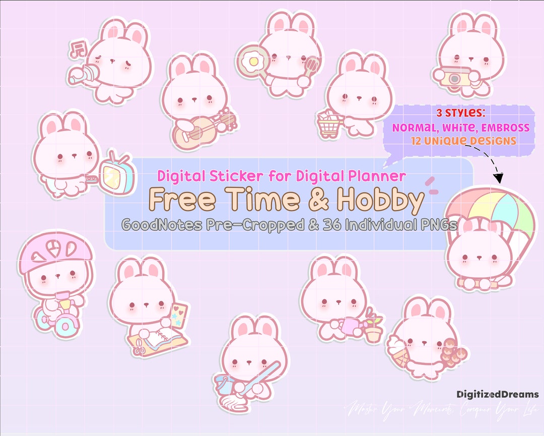 Bunny Hobby Digital Sticker Pack: Goodnotes Planner Stickers (digital ...