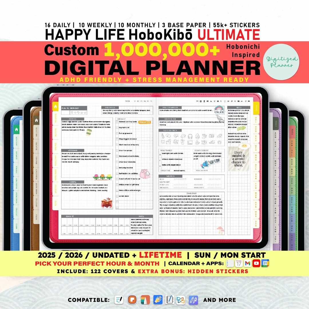 ADHD Hobonichi Digital Planner 2026, Undated, Lifetime, Custom Daily ...