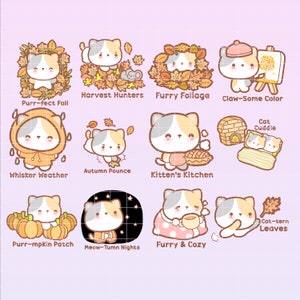 Kitty Autumn Digital Sticker Pack, Kitty Cat Goodnotes Stickers, Kitty ...