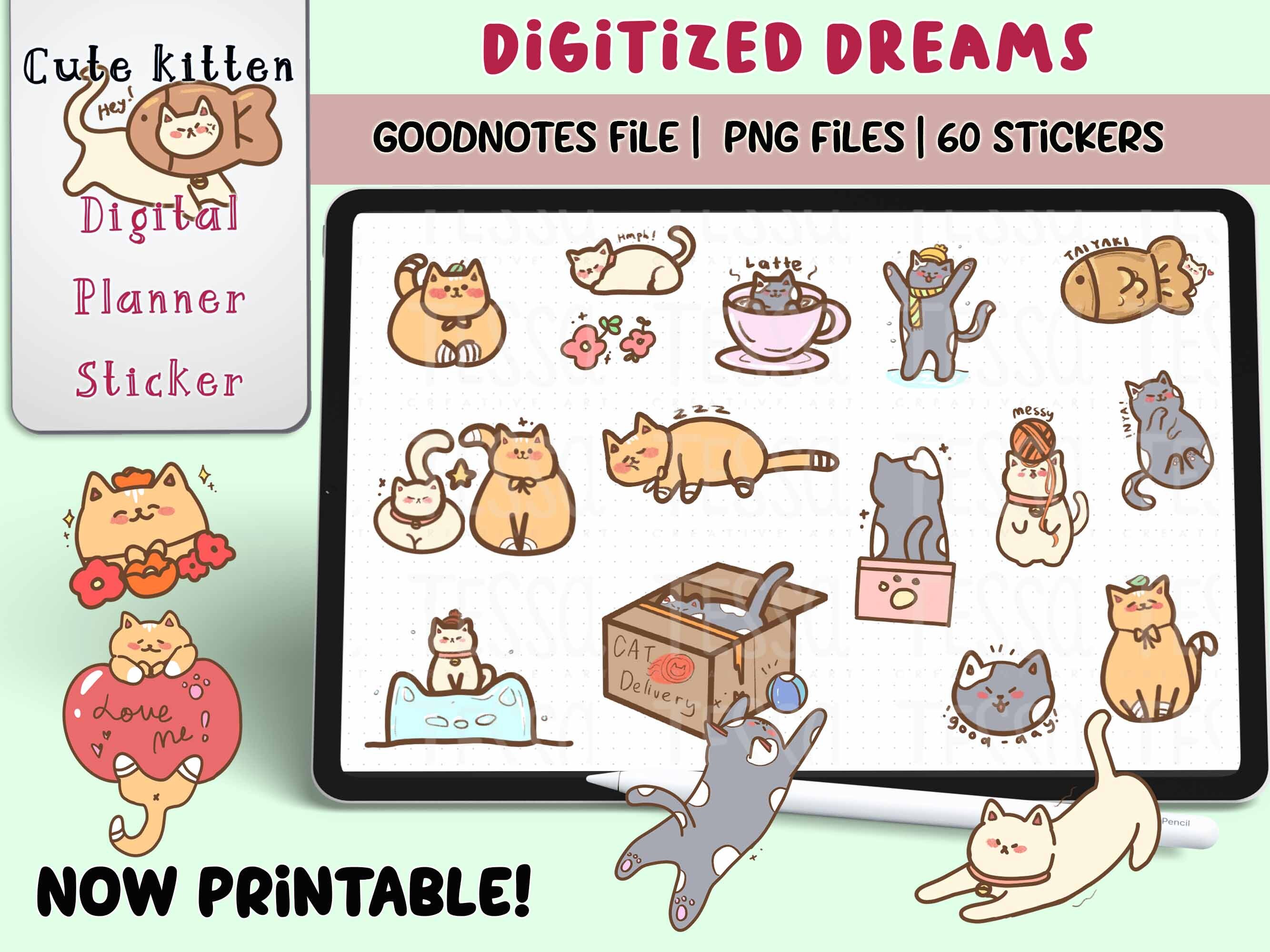 Printable Digital Planner Sticker: Kawaii Cat Kitten Cute - Etsy