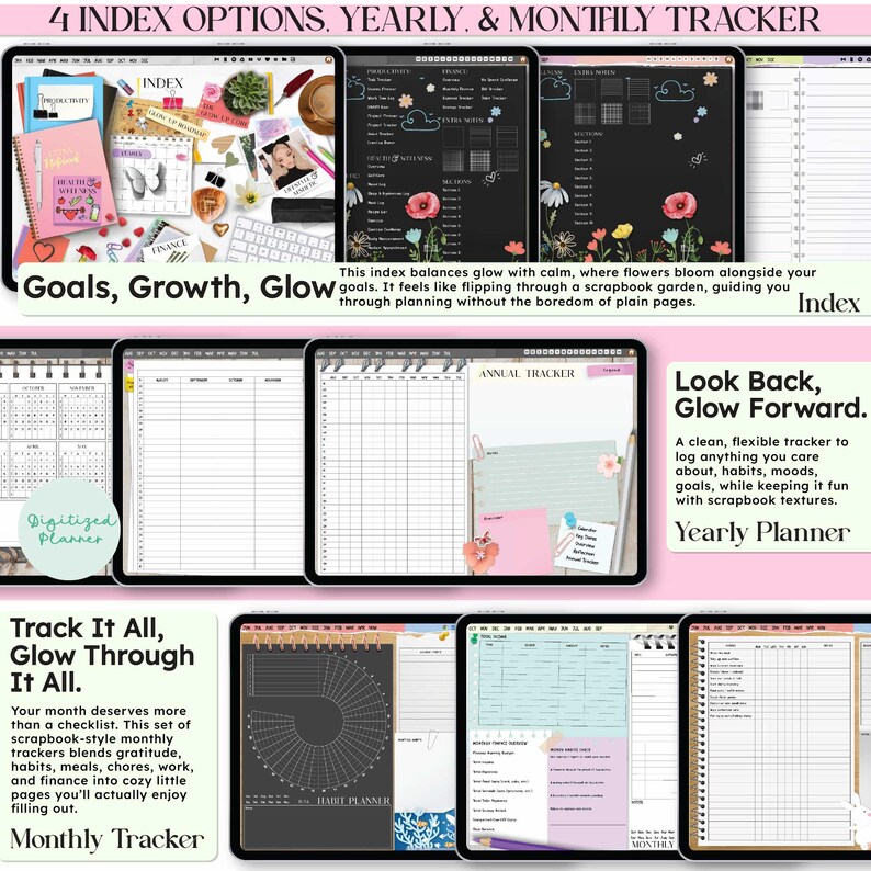 Glow up Digital Planner 2026, 2027, Custom Scrapbook Ipad, Android ...