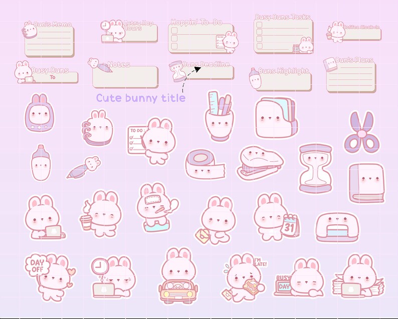 Bunny Digital Planner Stickers, Goodnotes Ready (82 Pngs - Etsy