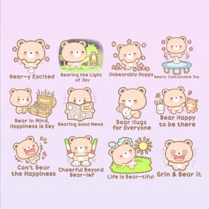 Happy Bear Digital Sticker Pack: Goodnotes Planner PNG (digital ...