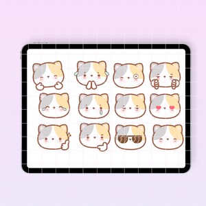 Kitty Cat Digital Sticker Pack, iPad Digital Planner Sticker, Cute Emoji Kitty Sticker ...