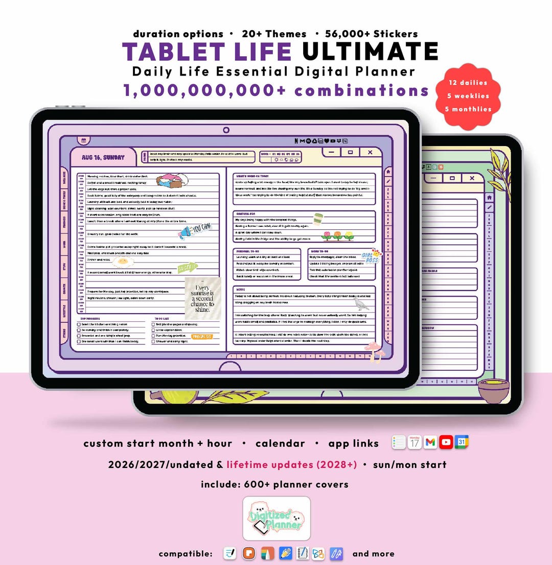 Tablet Custom Digital Planner 2026 2027, Undated, Life Daily Planners ...