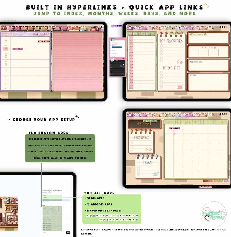 Digital Planner 2026 2027 Kitty Cat, Undated, Android & iPad Goodnotes ...