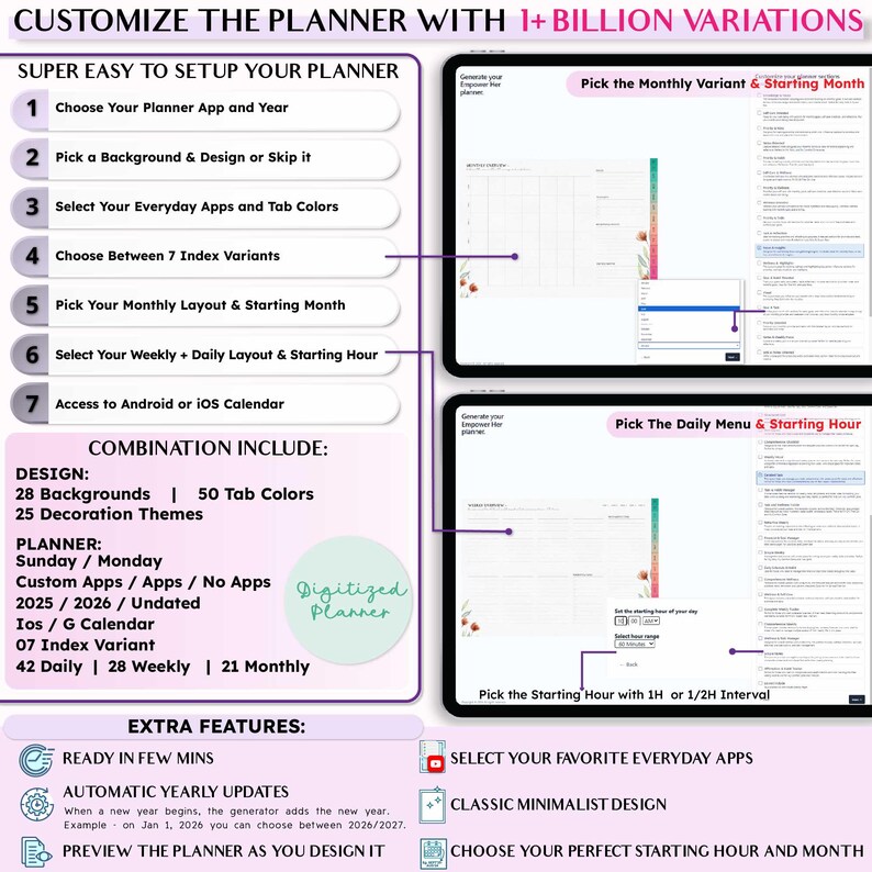 Persona Digital Planner 2026, Undated, Lifetime, Custom Daily Planner ...