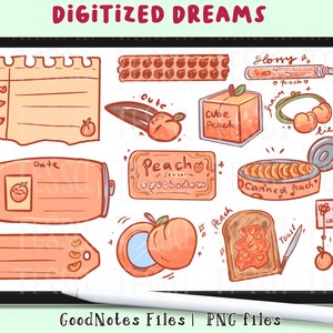 Peach Png Digital Sticker Goodnotes Pack, Digital Planner Ipad ...