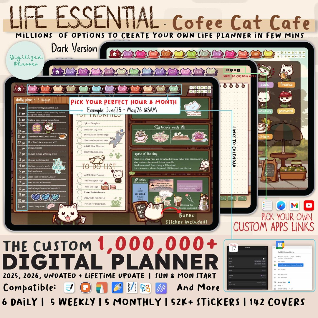 2025 Cute Digital Planner, Undated Android & iPad Goodnotes Planner ...