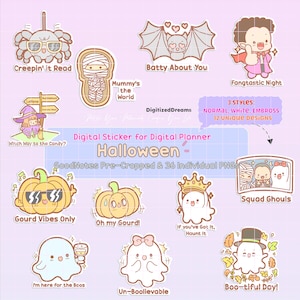 Halloween Digital Sticker Pack, Goodnotes Stickers, Printable Digital ...
