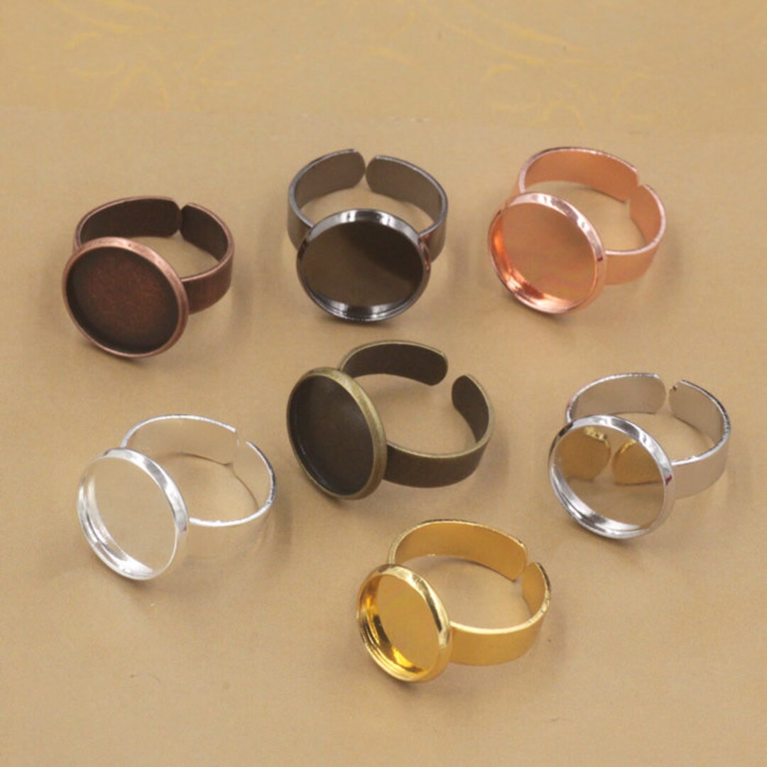 20pcs Adjustable Rings Bases Cabochon Settings Bezel Tray Vintage Ring ...