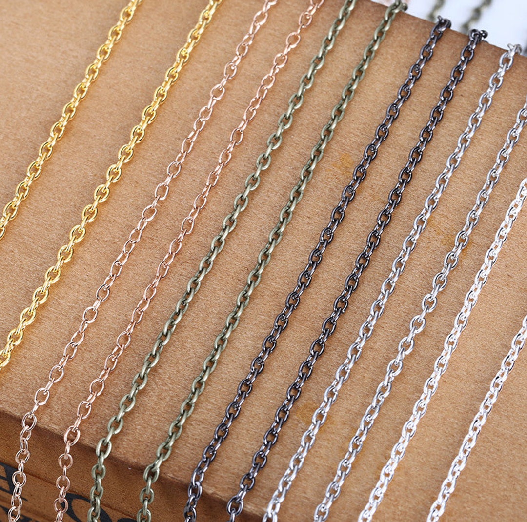 100pcs 3mm Thick Vintage Oval Chain Necklace With Lobster Clasp 3x4mm ...