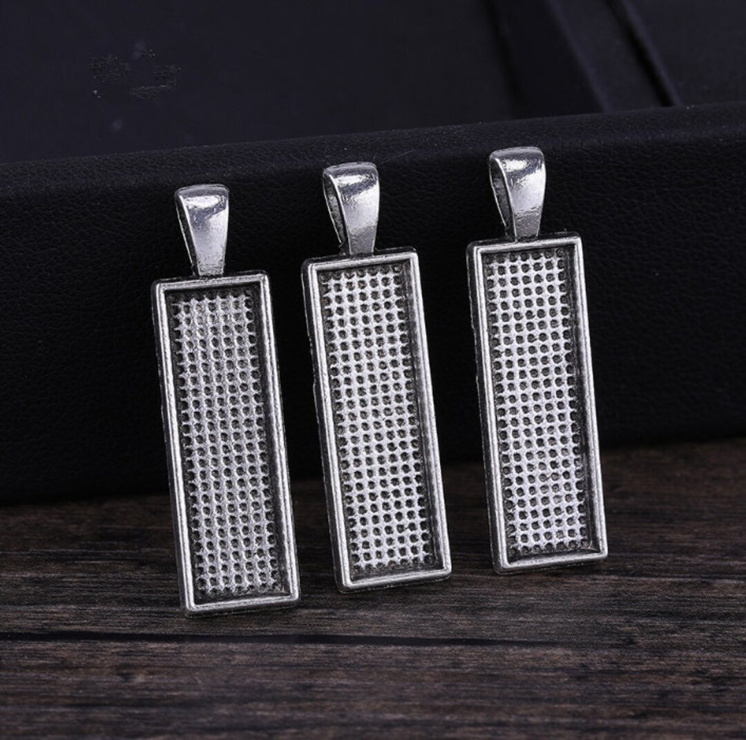 8x26mm Rectangle Pendant Blanks- Rectangle Cabochon Trays-pendant Trays ...