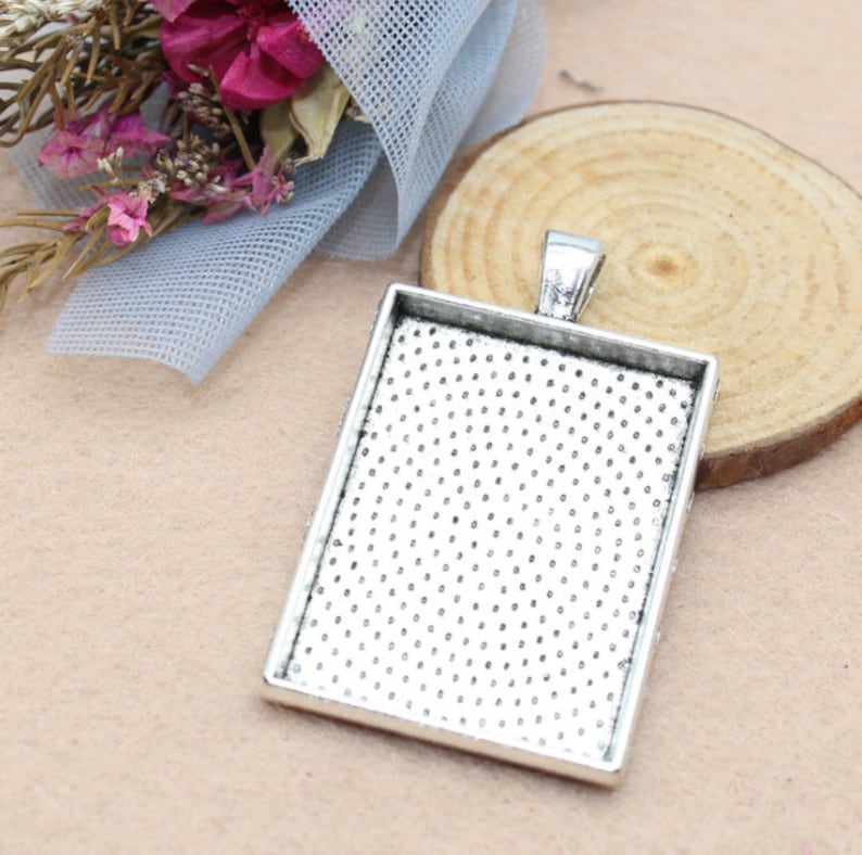 25x35mm Rectangle Cabochon Setting Pendant Trays Blank - Etsy