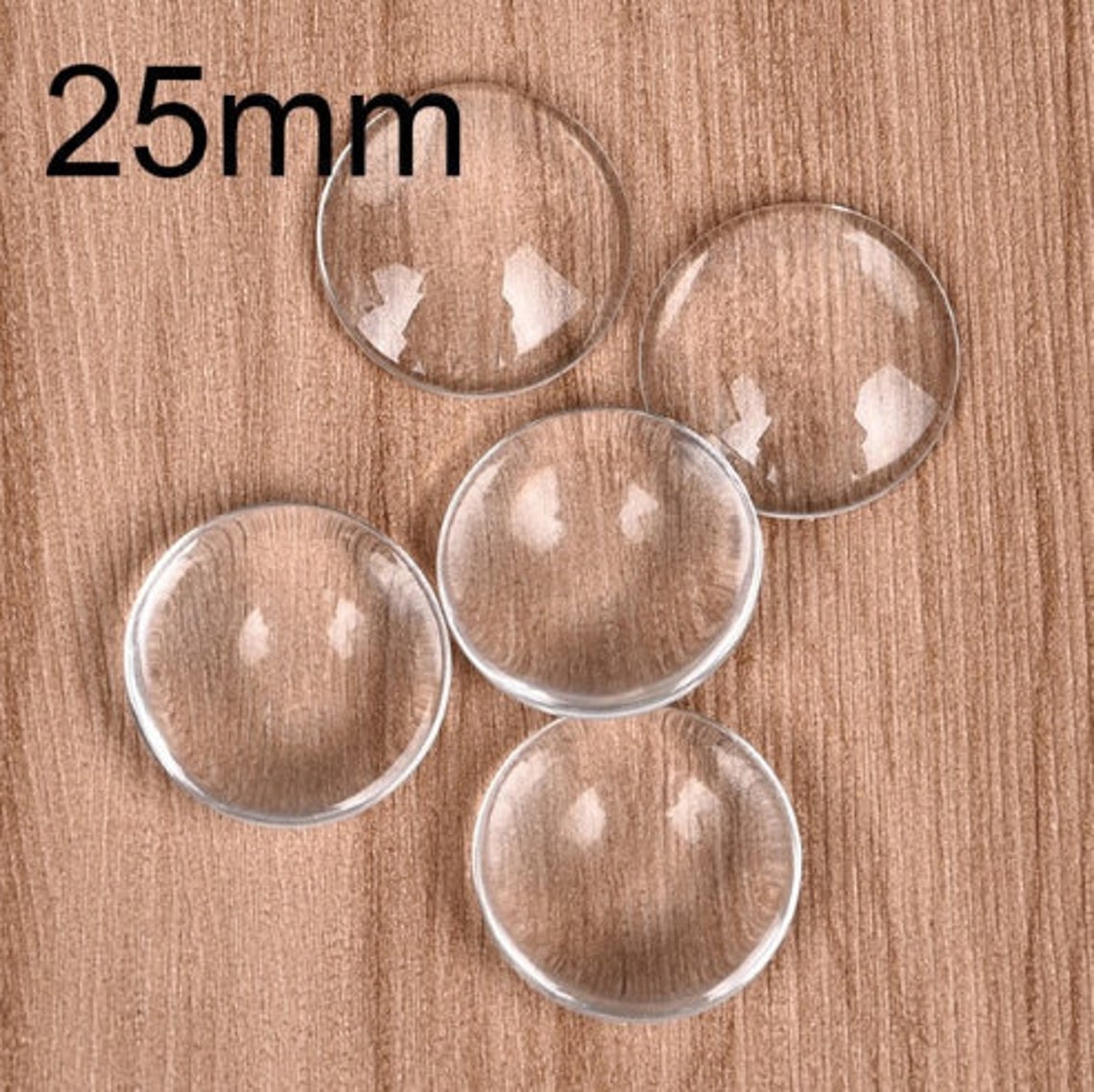 25mm Round Cabochons Transparent Glass Clear Flat Back for DIY Pendant ...