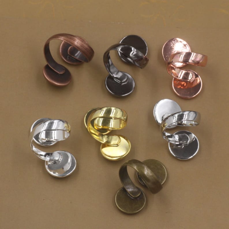 20pcs Two Pad Rings Bases Cabochon Settings Bezel Tray Vintage Ring ...