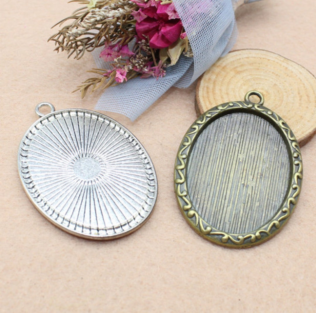 10pcs 30x40mm Oval Pendant Blanks - Glass Pendant Trays - Pendant Blank ...