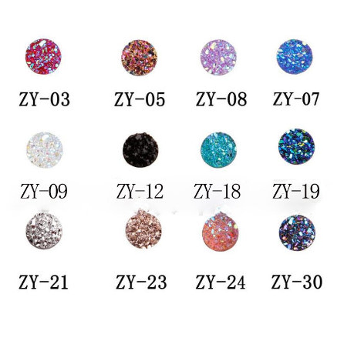 8MM Round Druzy Cabochons-8mm Faux Drusy Cabochons-glitter - Etsy